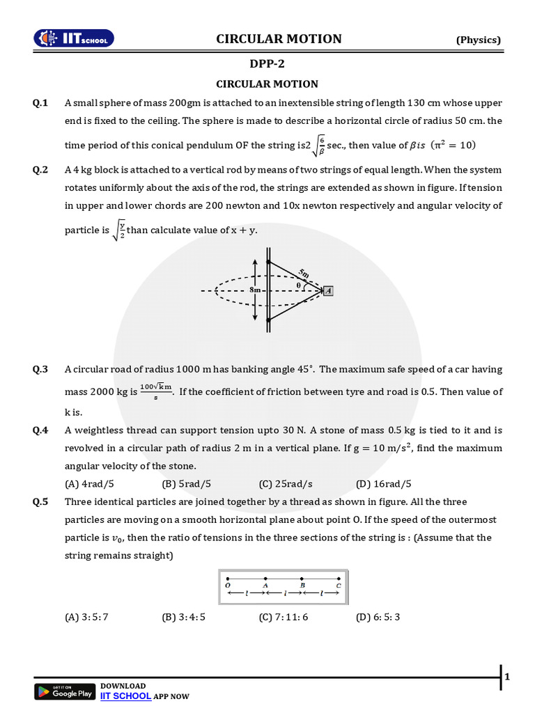 DPP - 02 - Circular Motion | PDF | Acceleration | Space