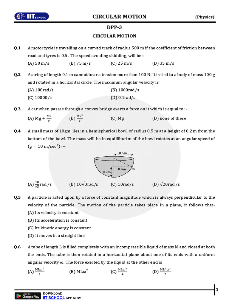 DPP - 03 _ Circular Motion | PDF | Force | Velocity