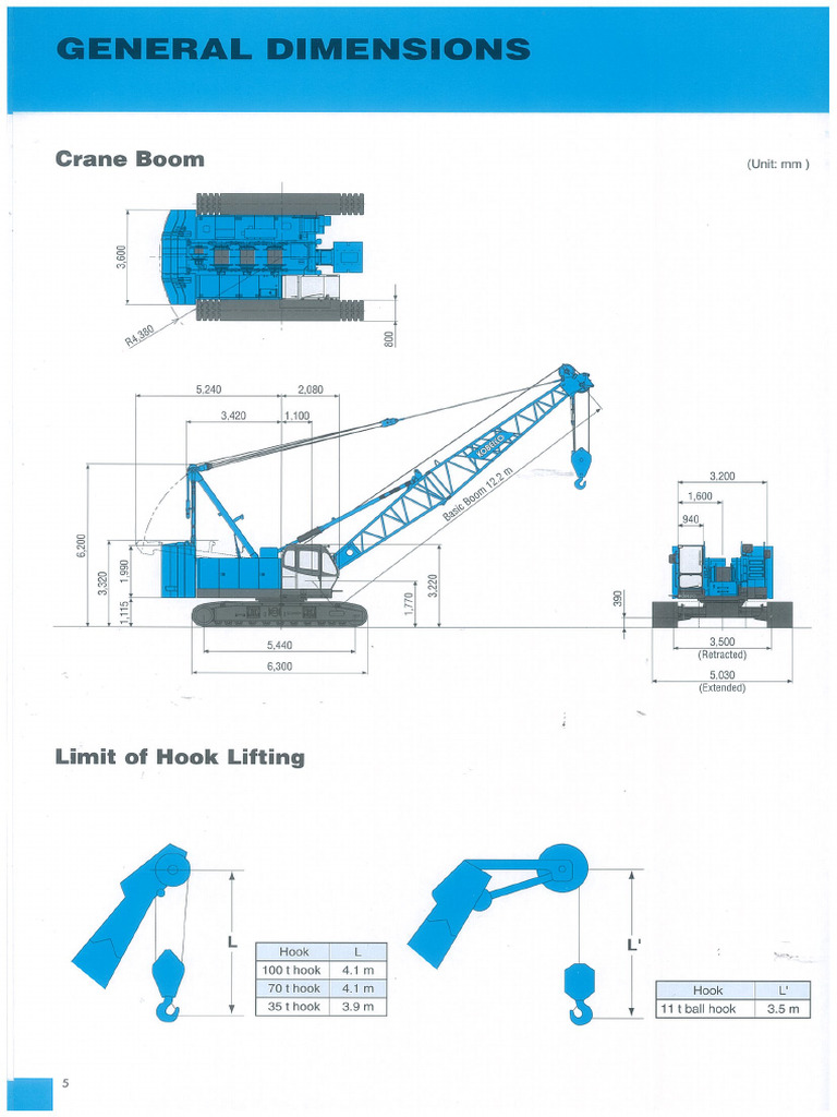 CKL1000i Spec - Dimensi (100 Ton) - 1 | PDF