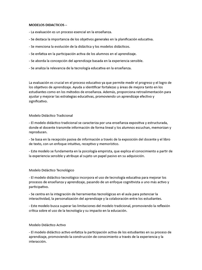 Modelos Didacticos | PDF | Enseñando | Aprendizaje