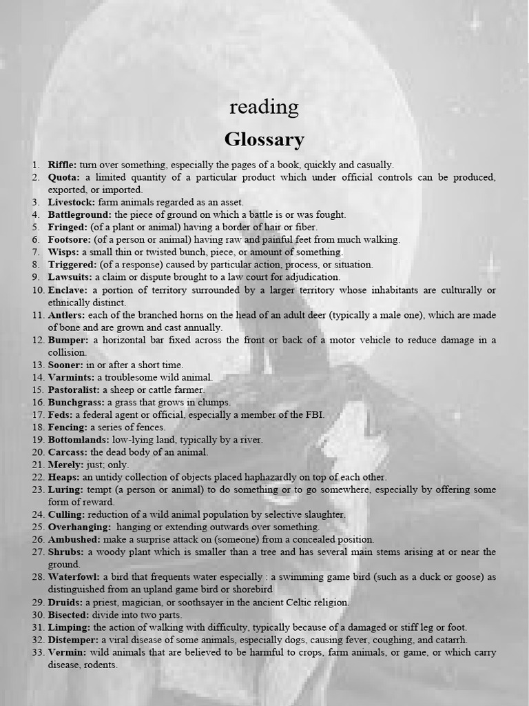 Reading Glossary | PDF