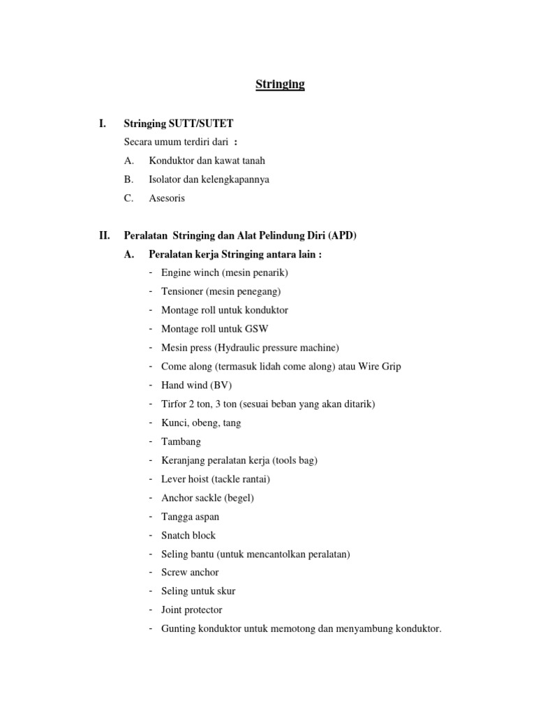 Metode Pelaksanaan Stringing SUTT | PDF