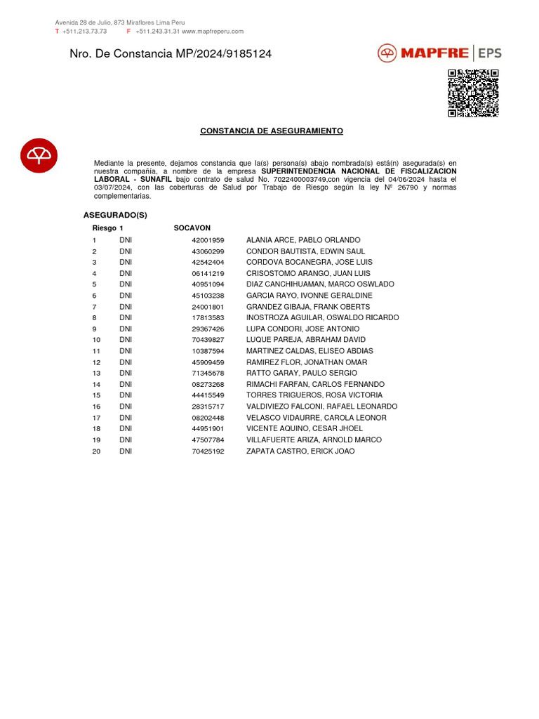 SCTR Socavon Salud Junio | PDF