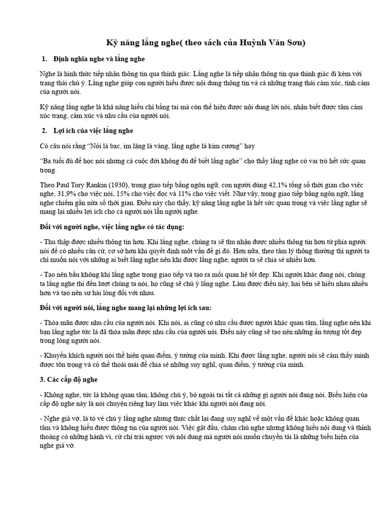 Kỹ năng lắng nghe | PDF