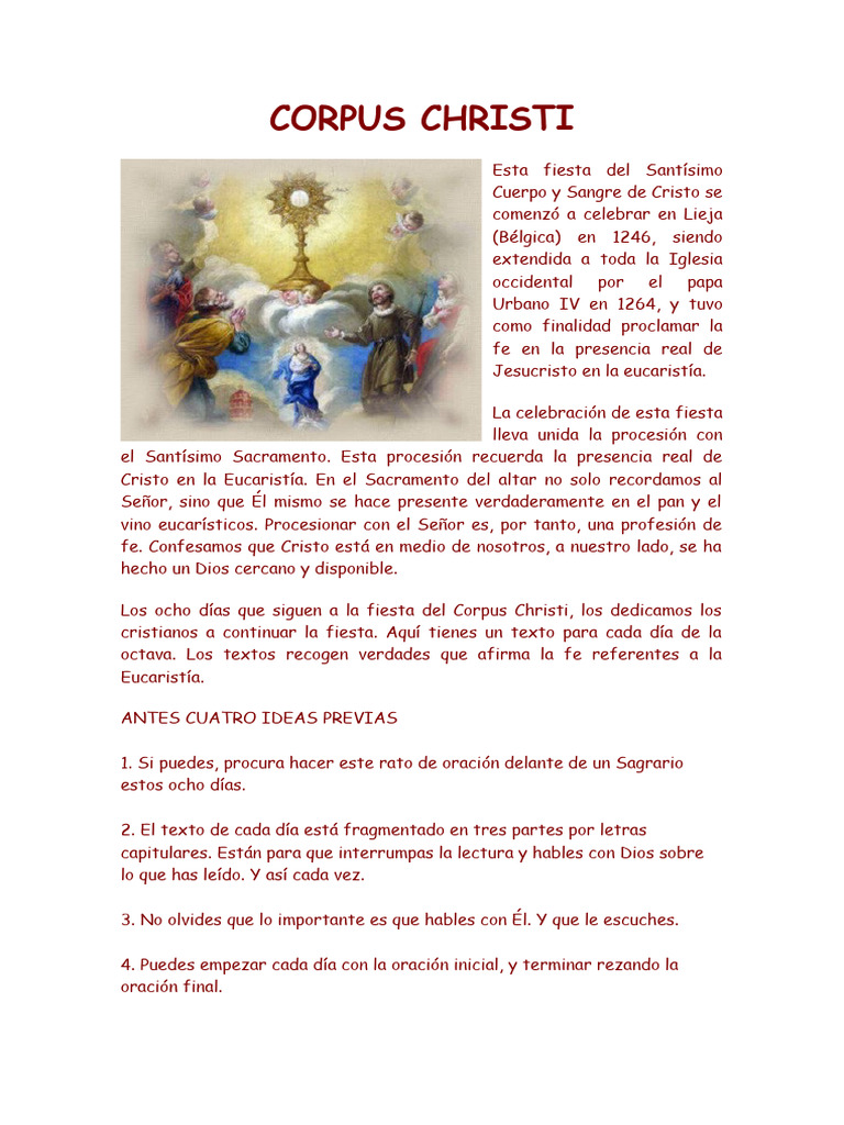 Corpus Christi | PDF | eucaristía | Cristo (título)