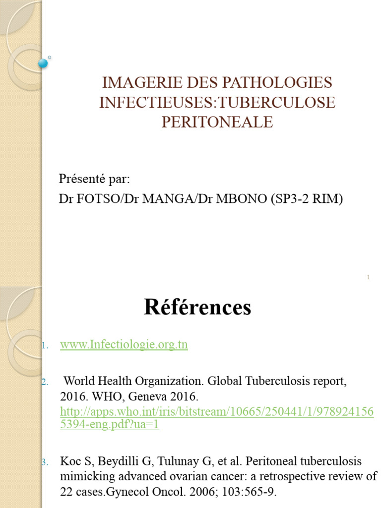 La Tuberculose Peritoneale | PDF | Péritoine | Tuberculose