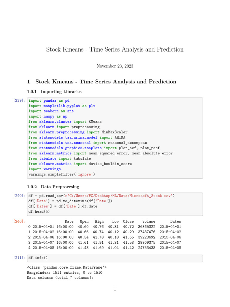 Machine Learning Stock Time Series 1700932258 | PDF | Regression Analysis | Applied Mathematics