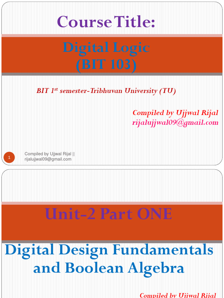DL-unit-2-Part-1 | PDF | Digital Signal | Boolean Algebra