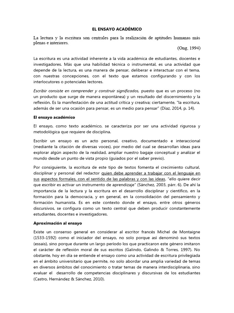 El Ensayo Académico | PDF | Ensayos | Pensamiento