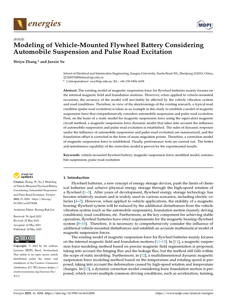 Modeling of Vehicle-Mounted Flywheel Battery Consi | PDF | Force ...