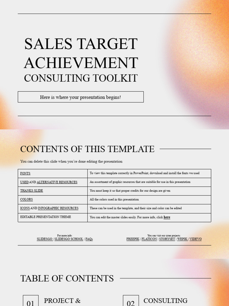 Sales Target Achievement Consulting Toolkit by Slidesgo | PDF ...