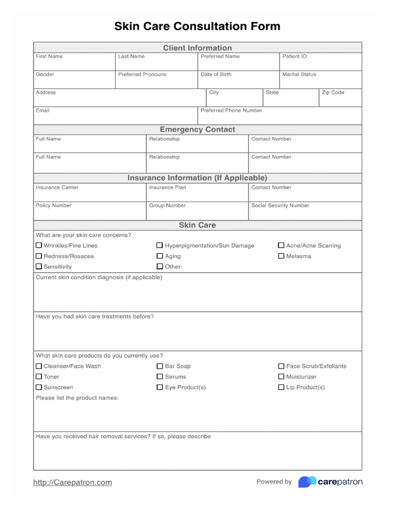 Skin Care Consultation Form | PDF