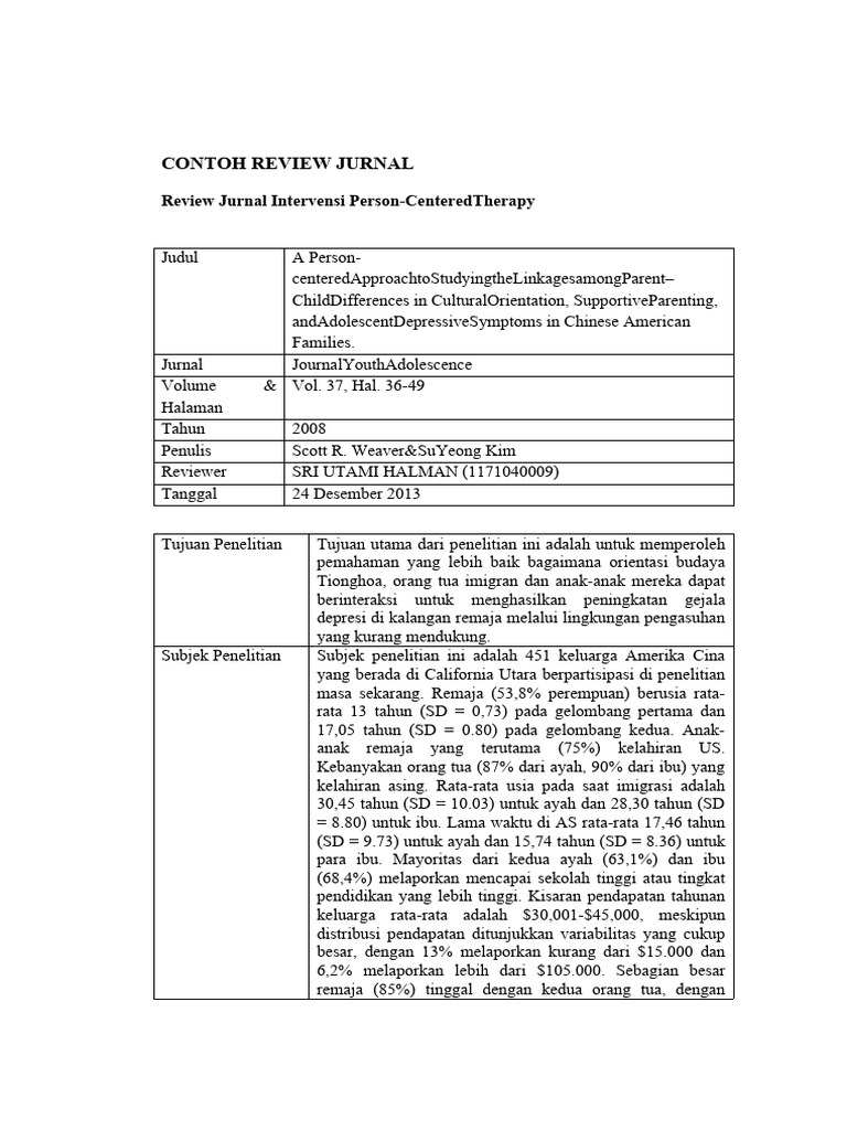 Contoh Review Jurnal | PDF | Pengembangan Diri