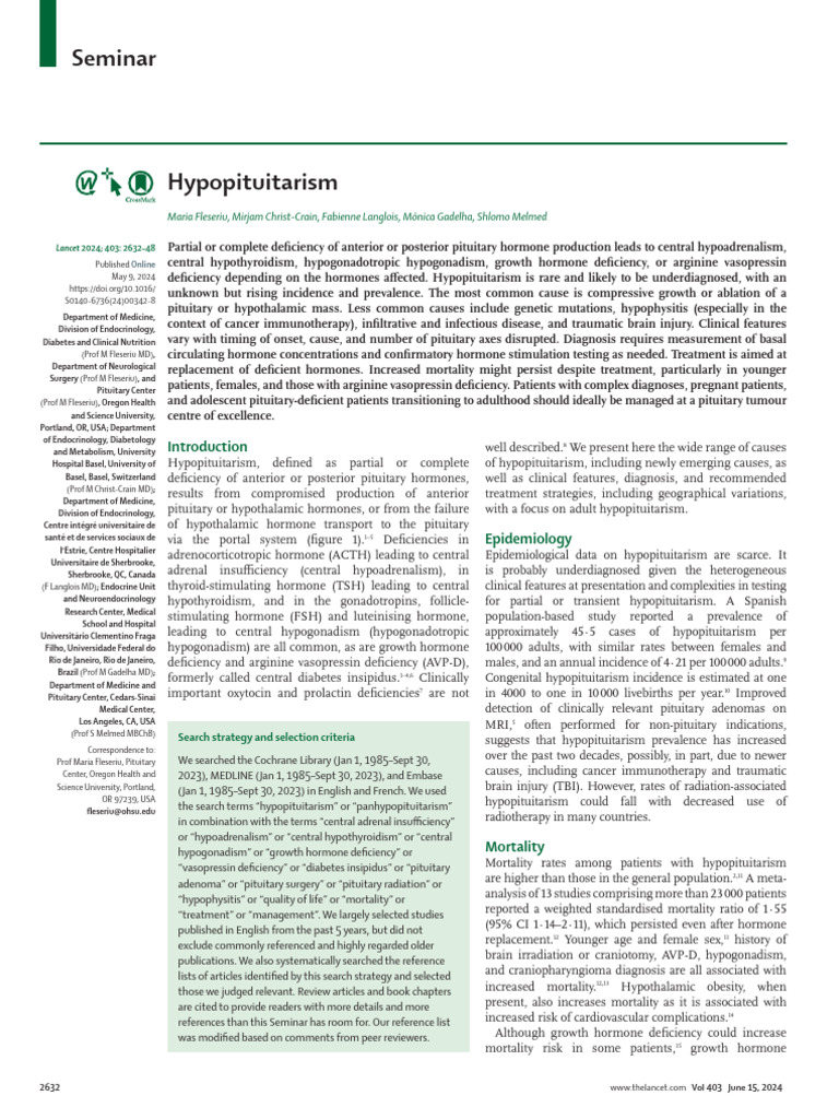 Understanding Hypopituitarism: Causes & Treatment | PDF | Radiation ...