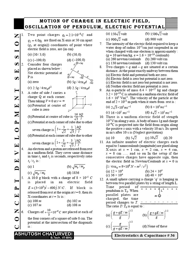 Electrostatics CDS-2 | PDF | Electric Field | Electricity