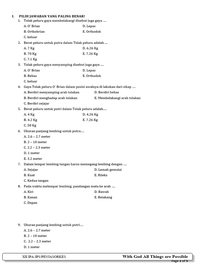 Soal Uas Kelas Xii | PDF