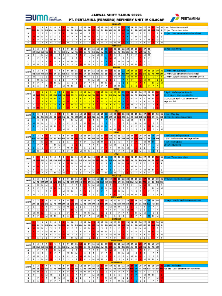 JADWAL SHIFT 2023 | PDF | Observances Set | Religious Holidays
