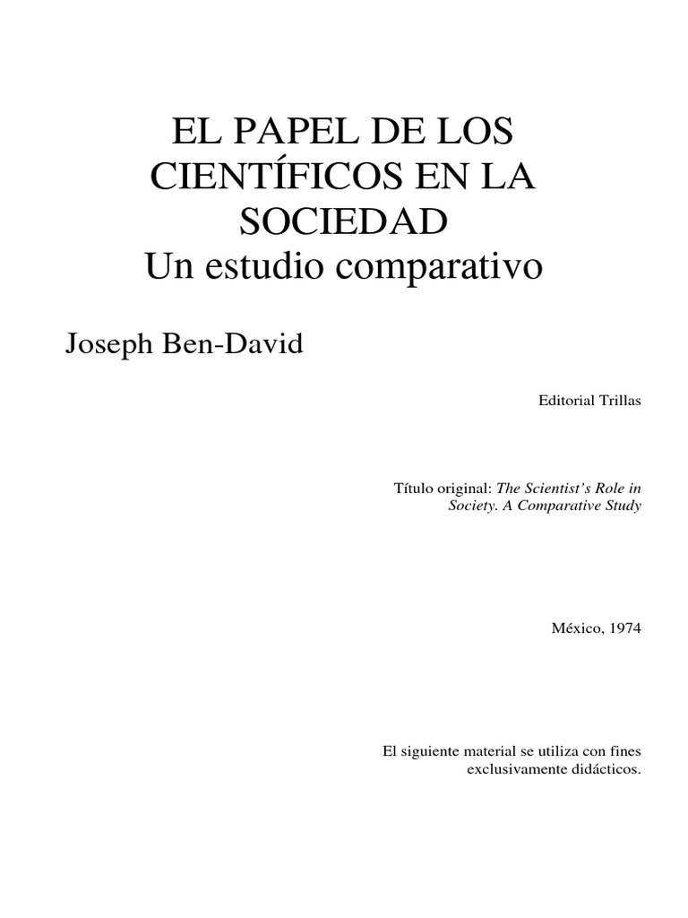 Joseph Ben-David, La Hegemonía Científica Alemana y La Aparición de La ...