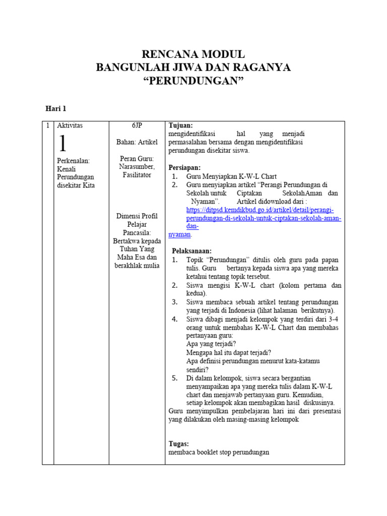 Rencana Modul Bangunlah Jiwa Dan Raganya | PDF