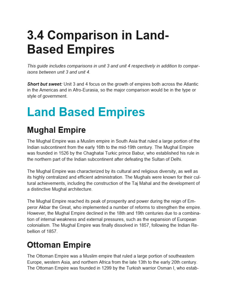 3.4 Comparison in Land-Based Empires | PDF | Inca Empire | Qing Dynasty