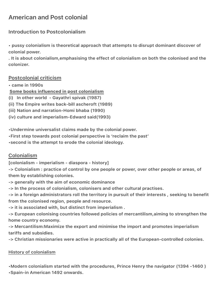 American and Post Colonial | PDF | Colonialism | Frantz Fanon