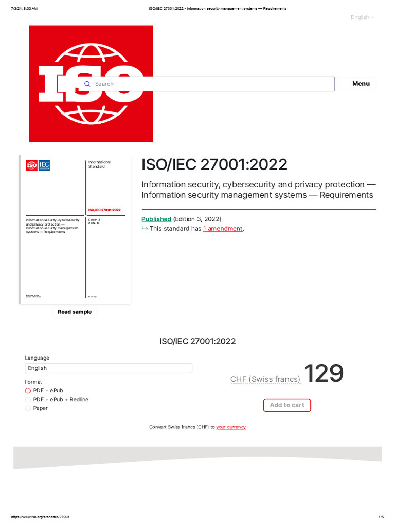 ISO - IEC 27001 - 2022 - Information Security Management Systems - Requirements | PDF ...