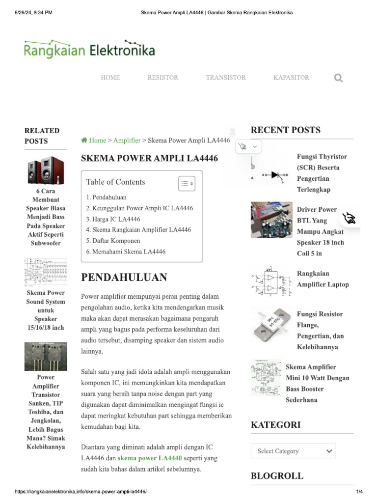 Skema Power Ampli La4446 | PDF