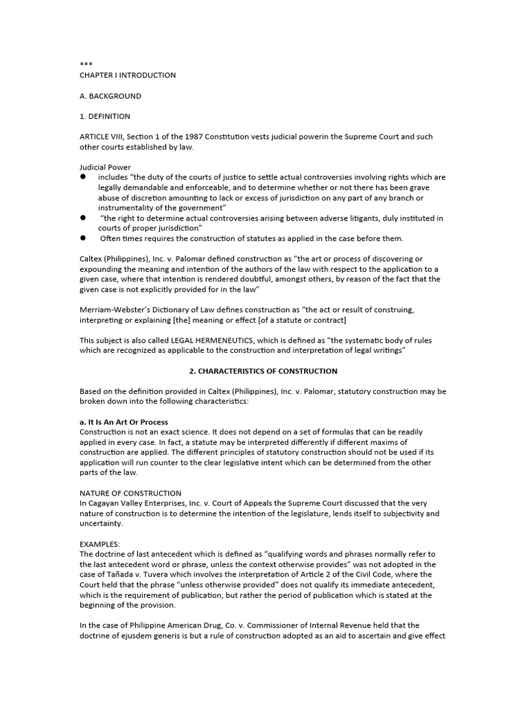 Statcon Chapter 1 Reviewer | PDF | Statutory Interpretation | Precedent
