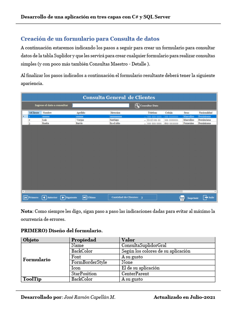 C# Creacion Formulario para Consulta de Datos Solo Diseño | PDF ...