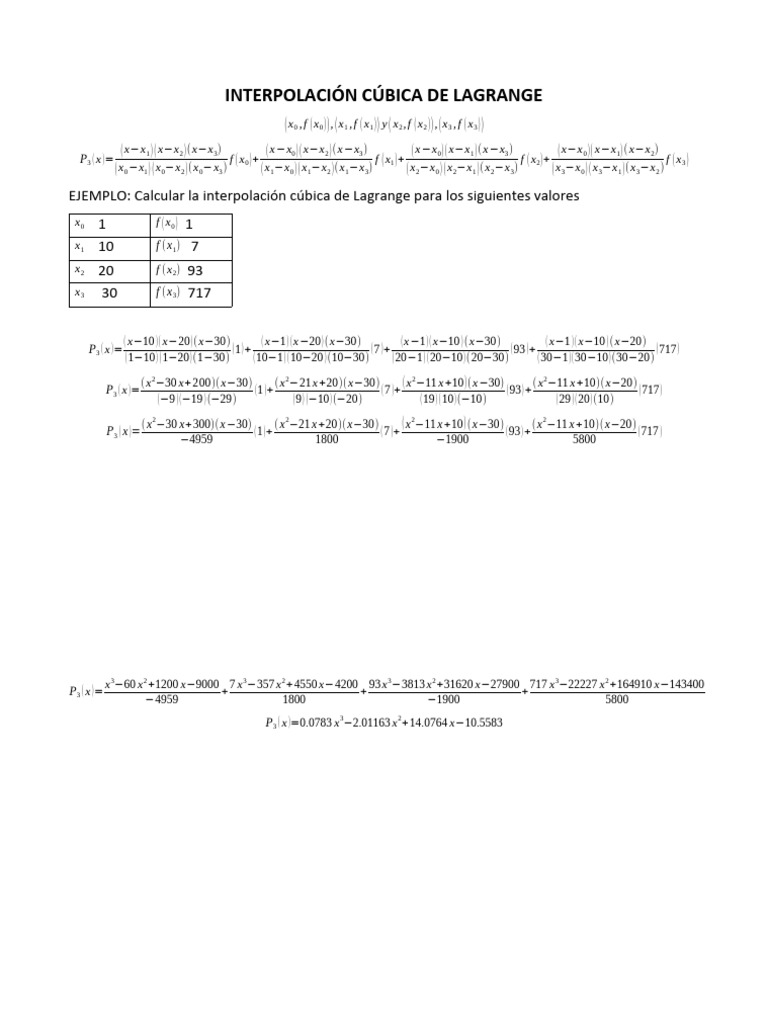 Interpolación Cúbica de Lagrange | PDF