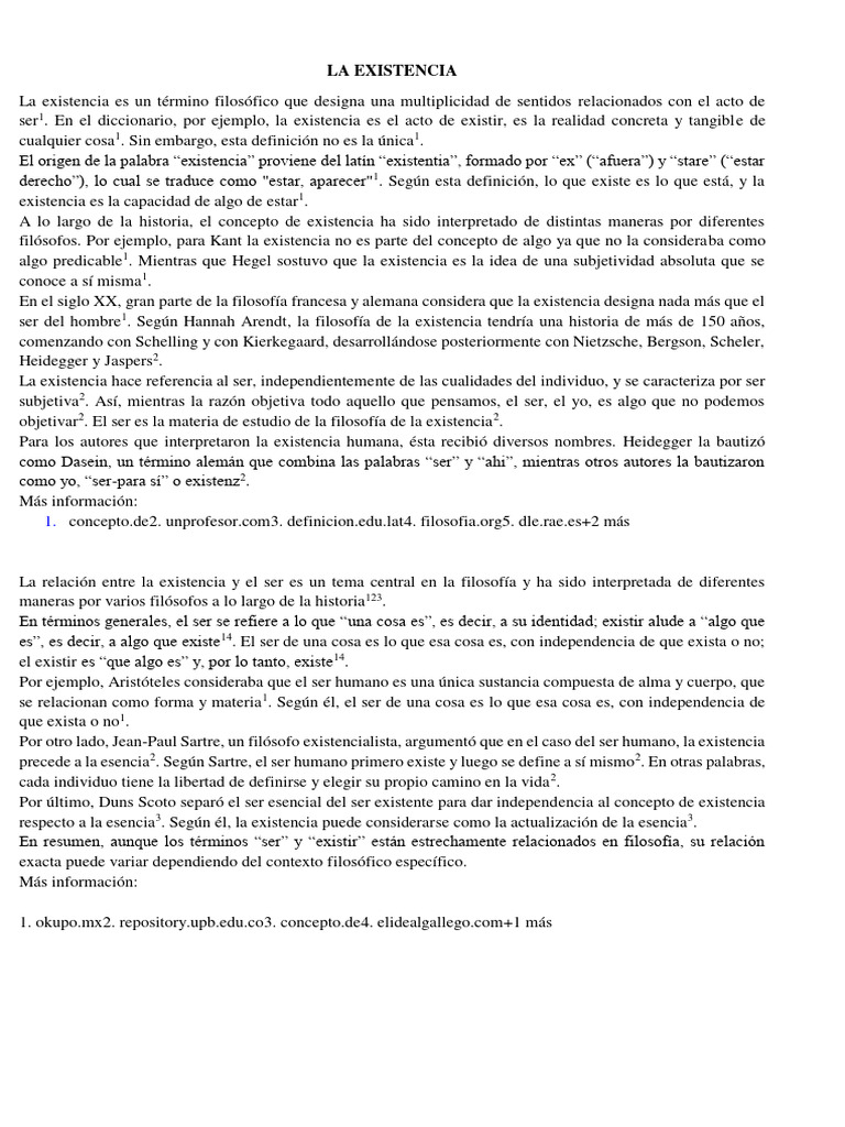 Filosofía de la Existencia y el Ser | PDF | Existencia | Existencialismo