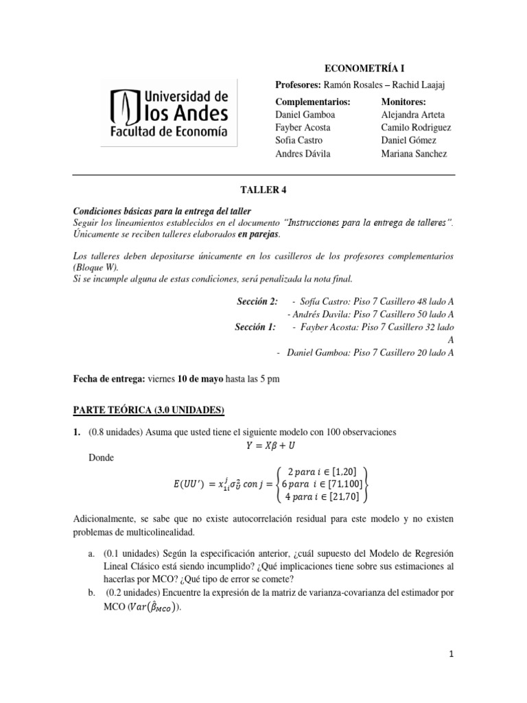 taller4 | Descargar gratis PDF | Mínimos cuadrados ordinarios | Nairu
