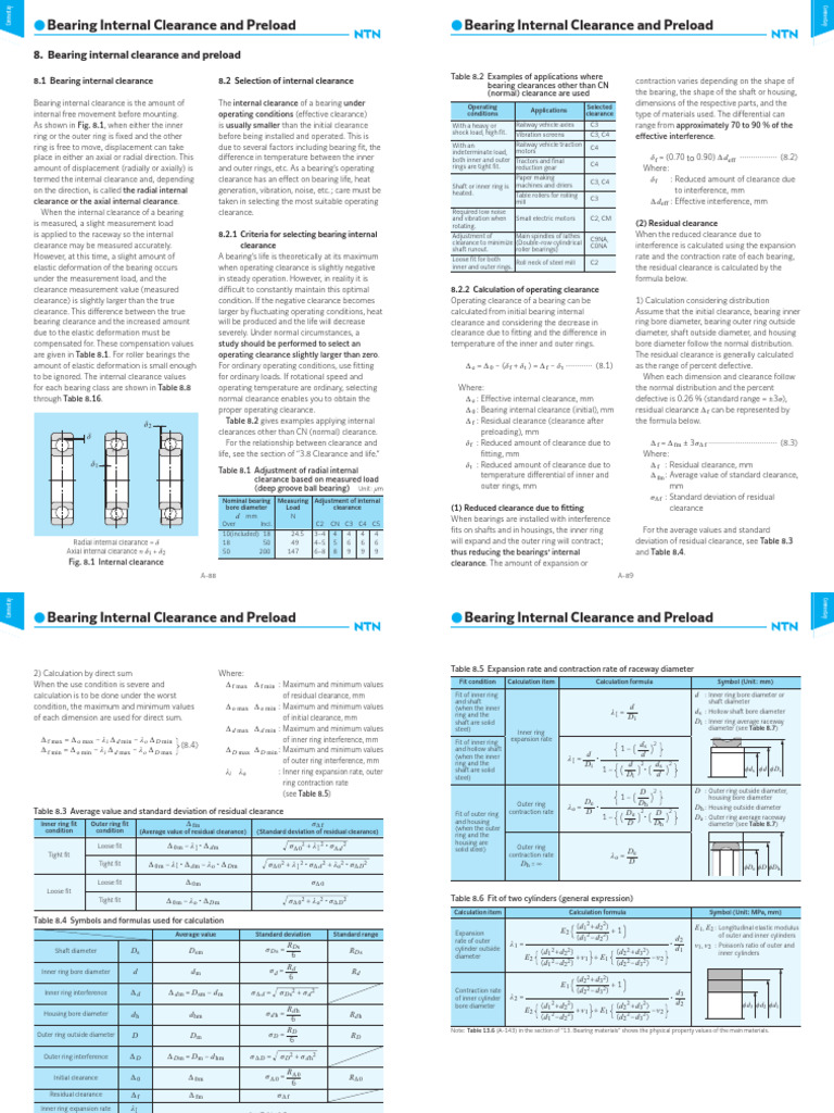 Bearing Internal Clearance NTN | PDF | Engineering Tolerance | Bearing (Mechanical)