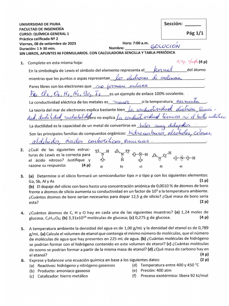 P2 QG1 2023-II Solución | PDF
