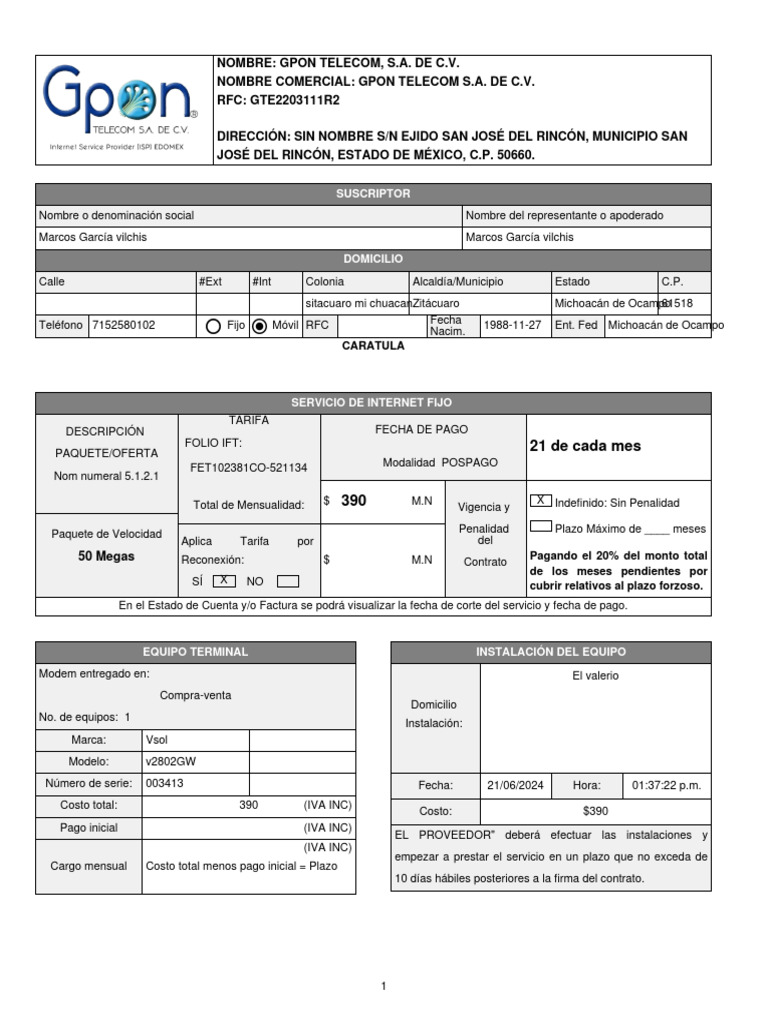 Contrato Marcos García Vilchis | PDF