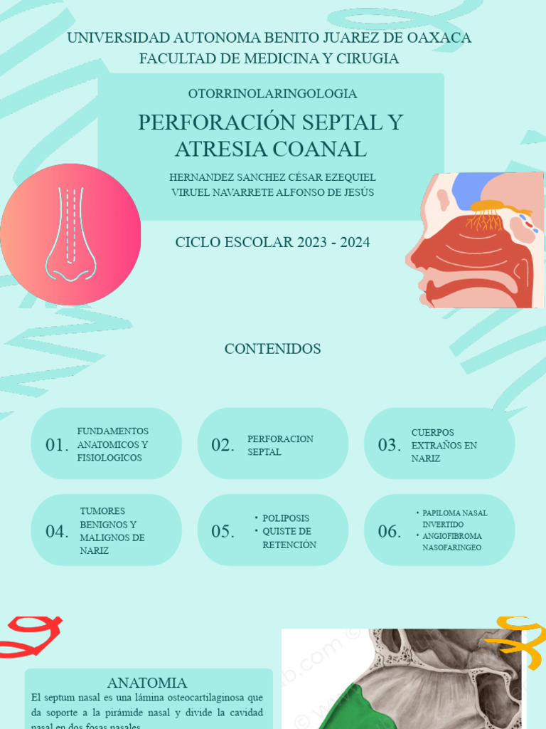 Perforación Septal y Atresia Coanal | PDF | Medicina | Medicina CLINICA