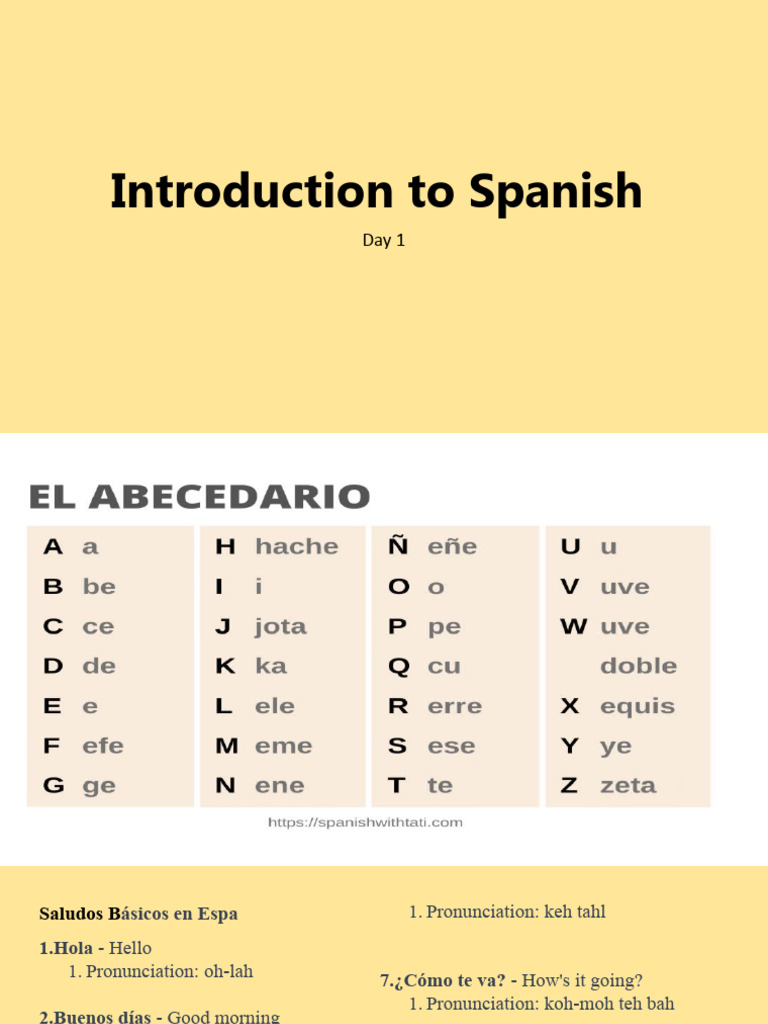 Introduction To Spanish Week 1 | PDF