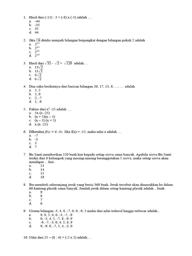 Kelas 8 Soal MTK Semester 2 Oke | PDF