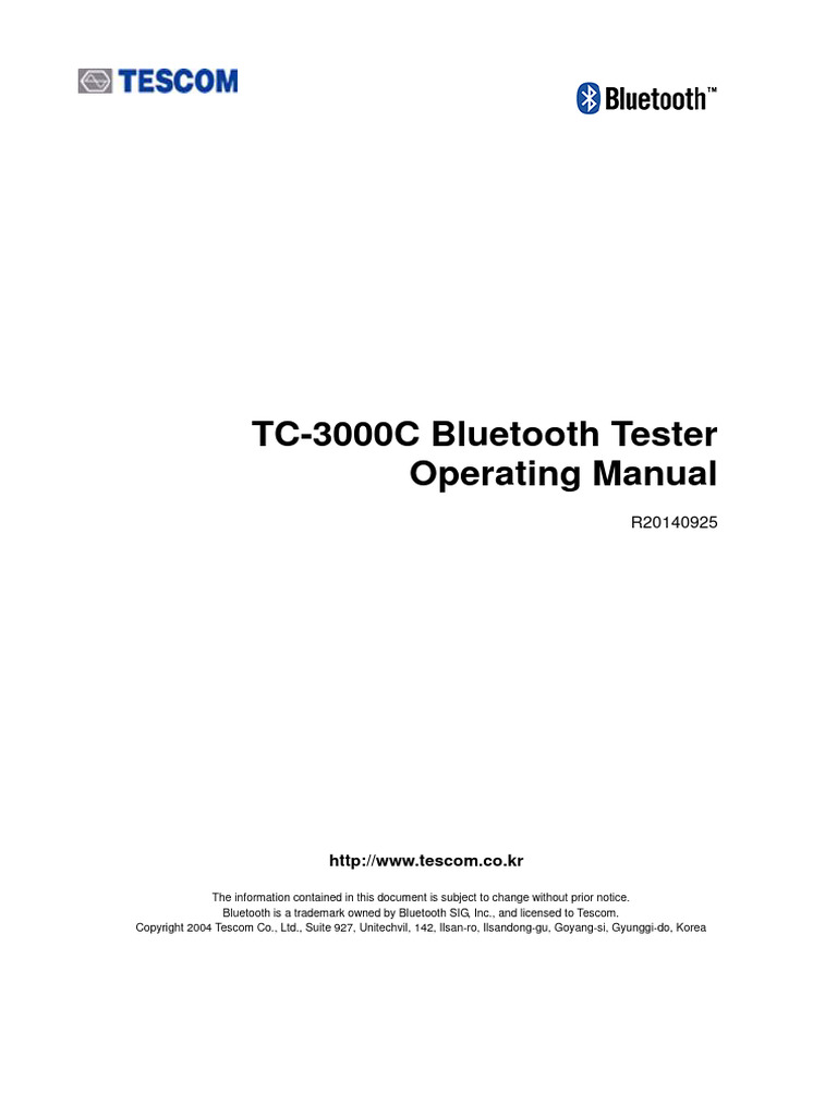 TC-3000C Bluetooth Tester Operating Manual | PDF | Bluetooth ...