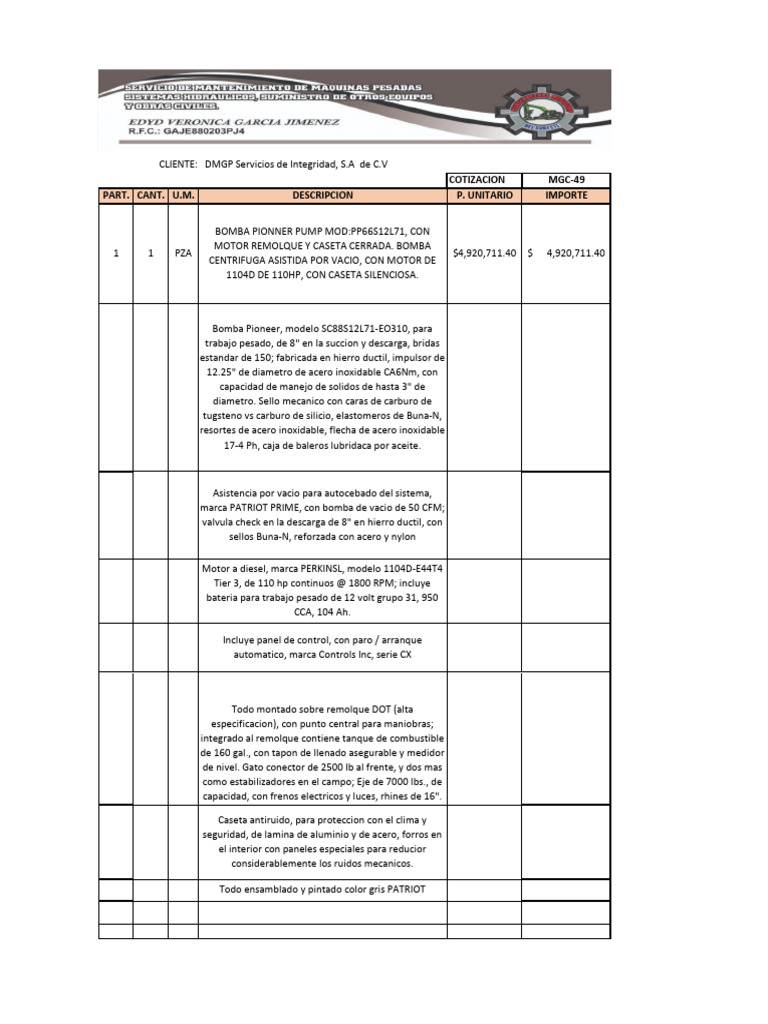 MGC-49 Bomba Encabinada-1 | PDF | Coche | Vehículo de motor