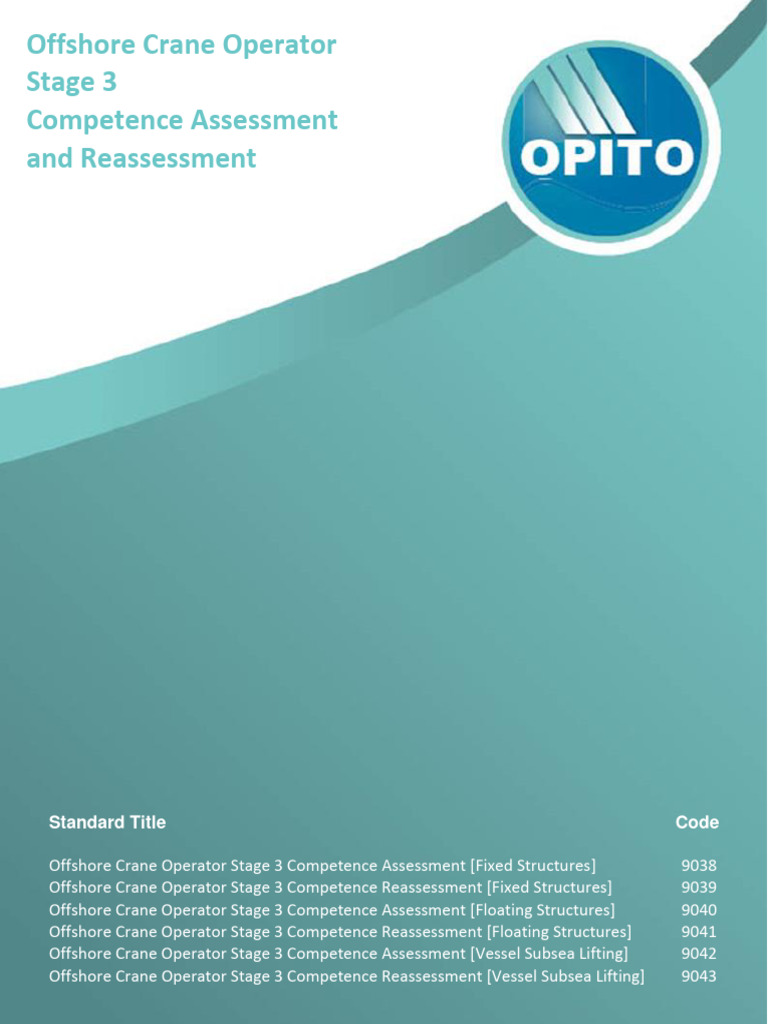 Offshore Crane Operator Stage 3 Competence Assessment and Reassessment ...