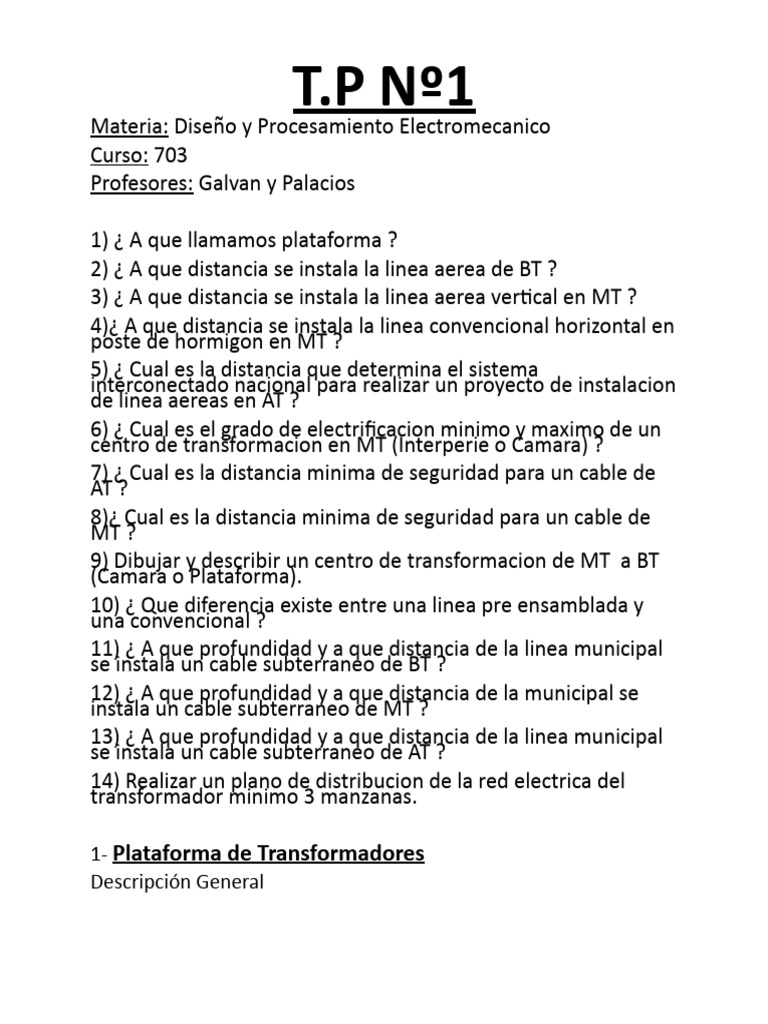 TP Nº1 Dpe | PDF | Subestacion electrica | Ingenieria Eléctrica