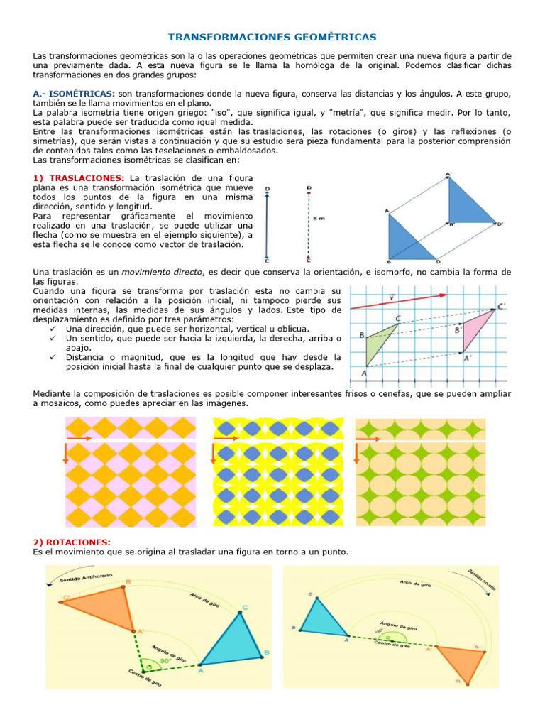 Transformaciones Geométricas | PDF | Rotación | Simetría
