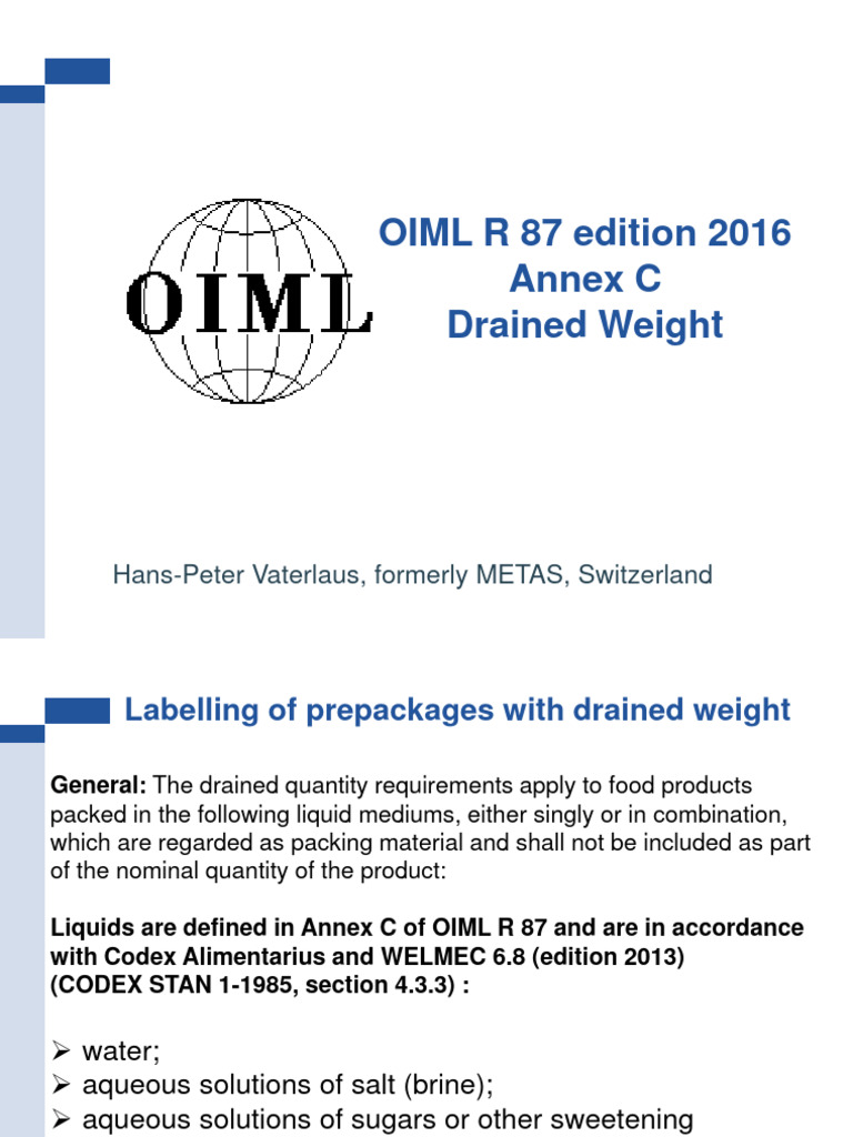 Drained Weight Labelling Guidelines | PDF | Weight