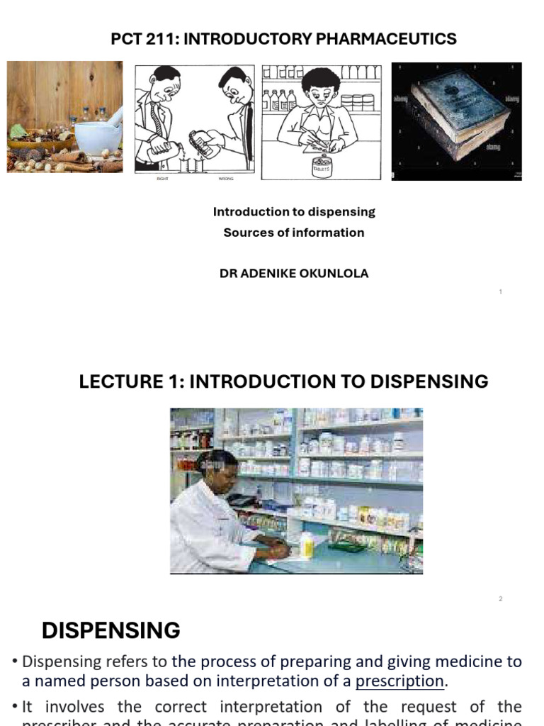 PCT 211 Introduction To Dispensing 2024 (Okunlola) - 240628 - 232041 | PDF | Medical ...