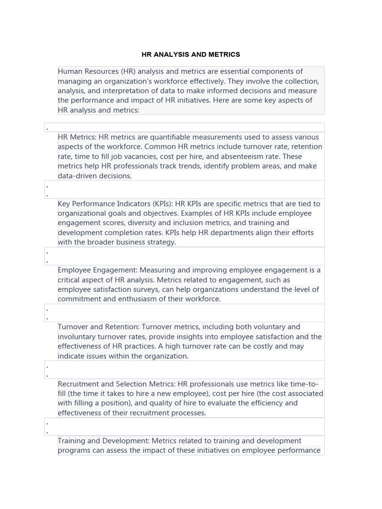HR Analysis and Metrics | PDF | Performance Indicator | Human Resources