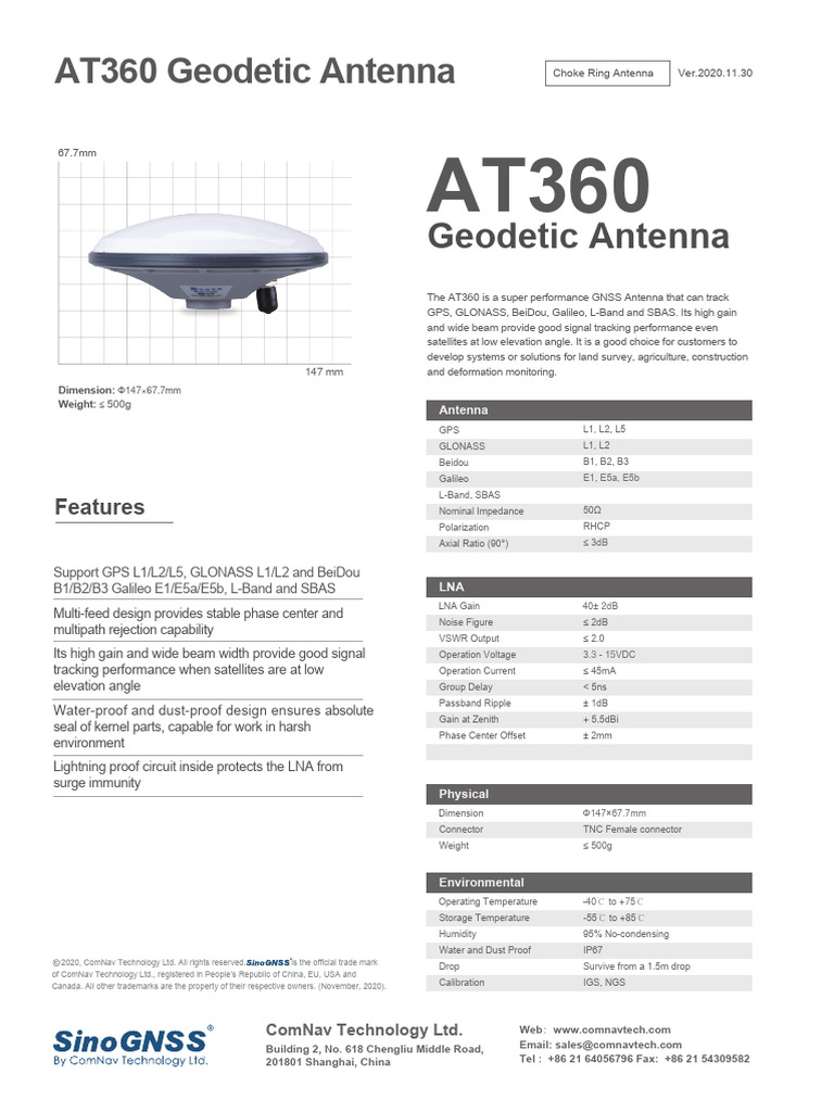 SinoGNSS AT360 Geodetic Antenna | PDF | Antenna (Radio) | Global ...