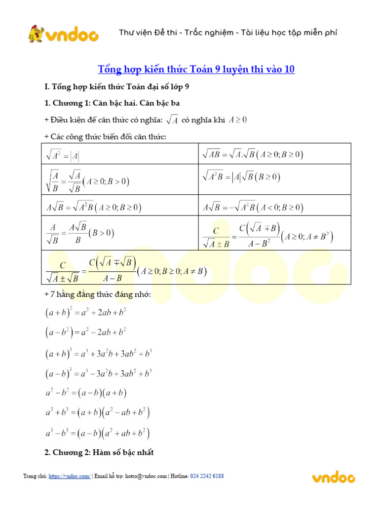 tong-hop-kien-thuc-toan-9-luyen-thi-vao-10 | PDF