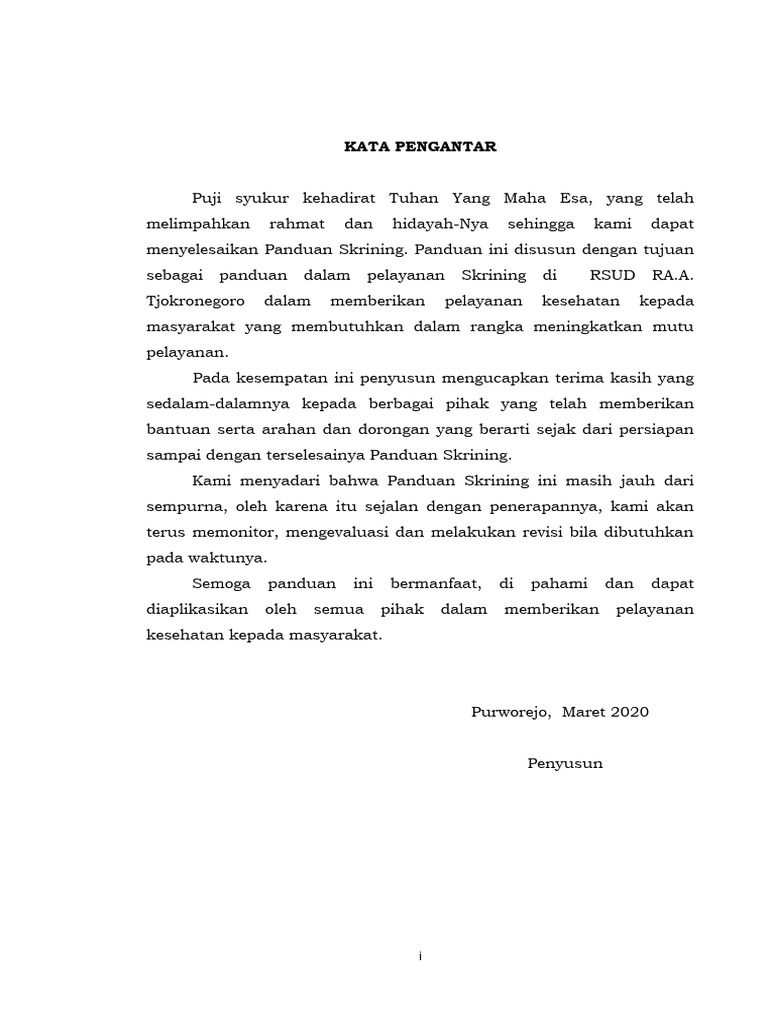 Panduan Skrining RSUD R.A.A. Tjokronegoro | PDF | Sains & Matematika