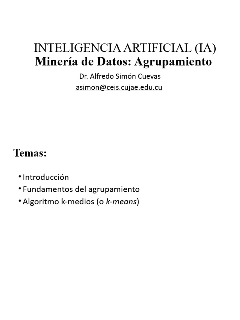 Conferencia #7. Agrupamiento | PDF | Análisis de conglomerados | Procesamiento de datos